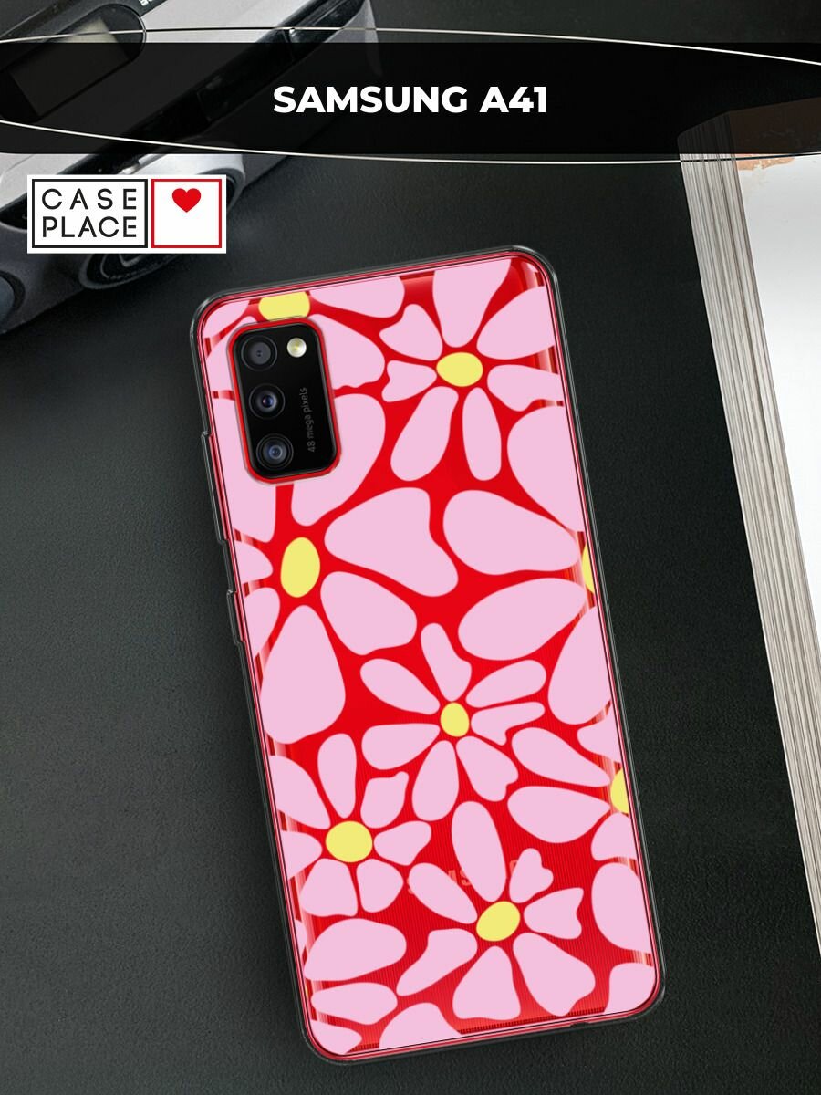 Чехол на Samsung Galaxy A41 / Самсунг Галакси А41 с принтом "Розовые лепестки 2", прозрачный