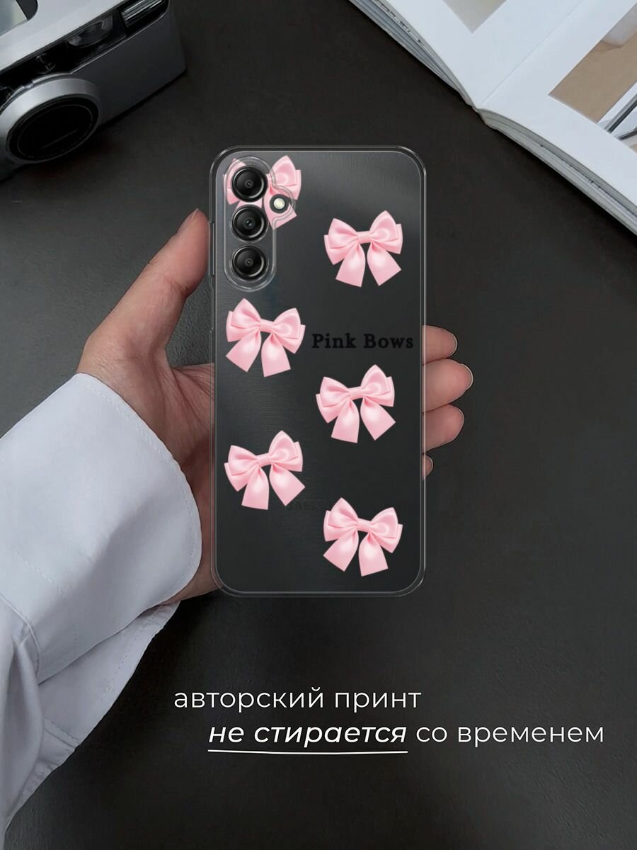 Чехол на Samsung Galaxy A15 / Самсунг А15 с принтом "Pink Bows", прозрачный — фото 1