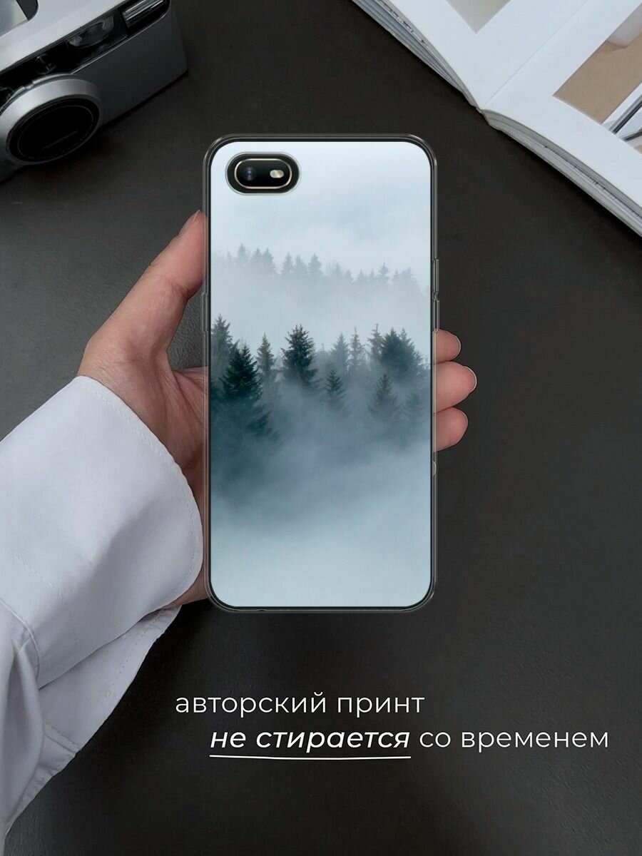 Силиконовый чехол на Oppo A1k / Оппо А1к с принтом "Лес в тумане" — фото 1