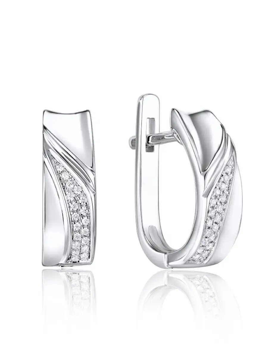 Серьги, серебро, 925 проба, бриллиант