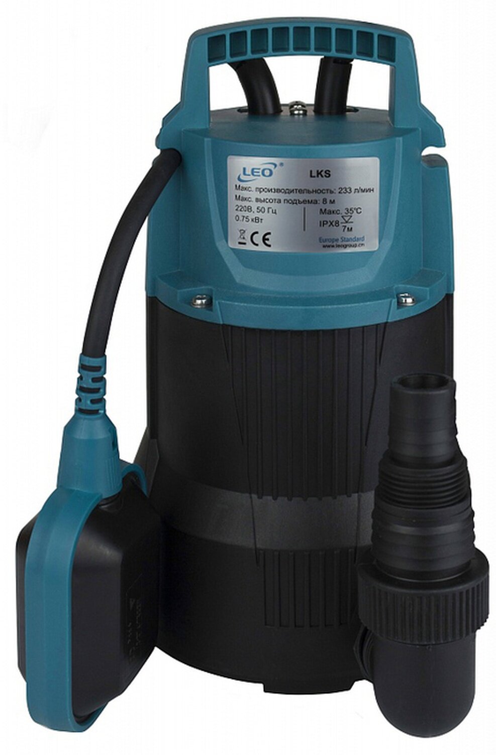 Насос дренажный LEO LKS-756 PW, погружной, поплавковый выключатель , 750 Вт, 233 л/мин, 8 м,