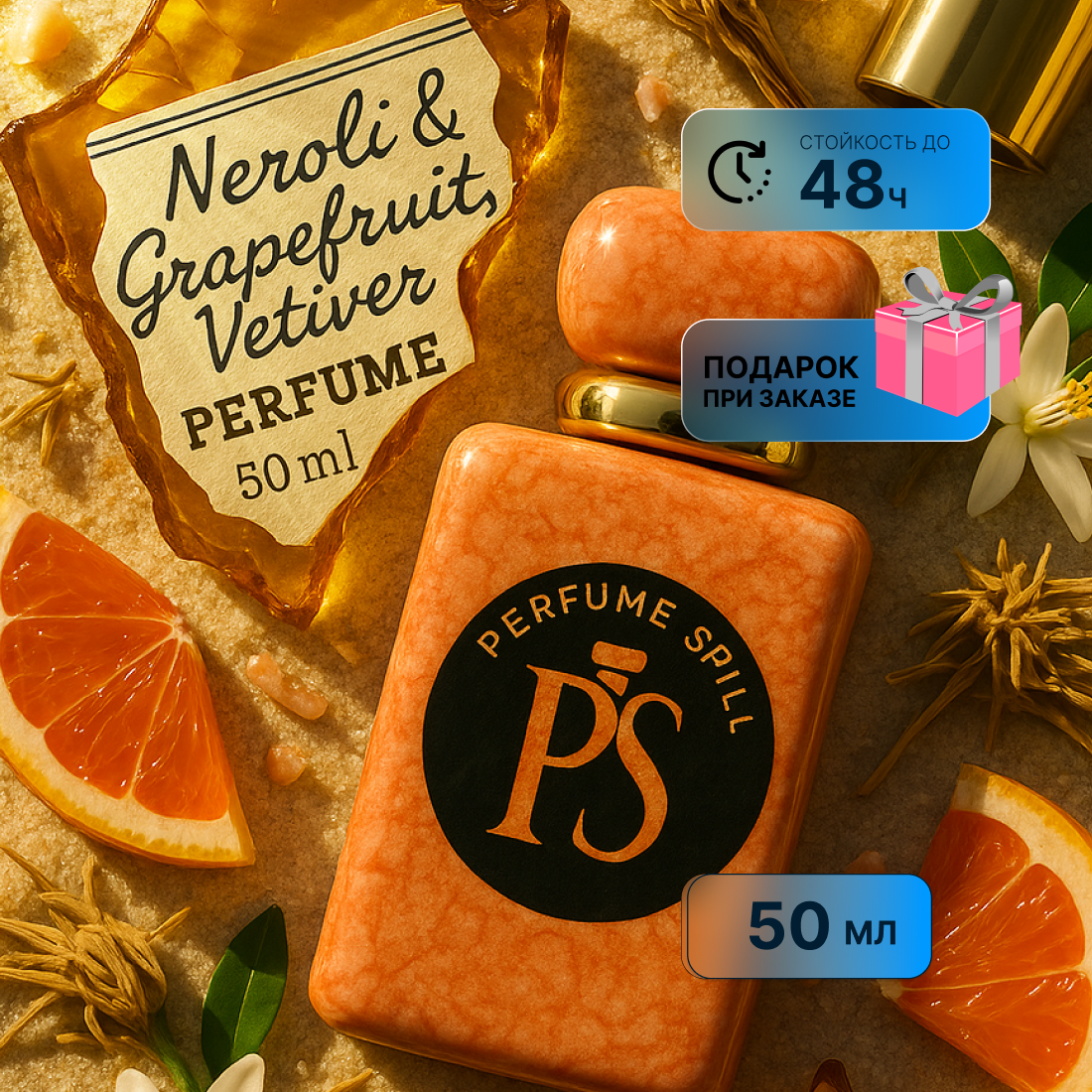 Духи по мотивам Neroli & Grapefruit, Vetiver перезаполняемый флакон 50