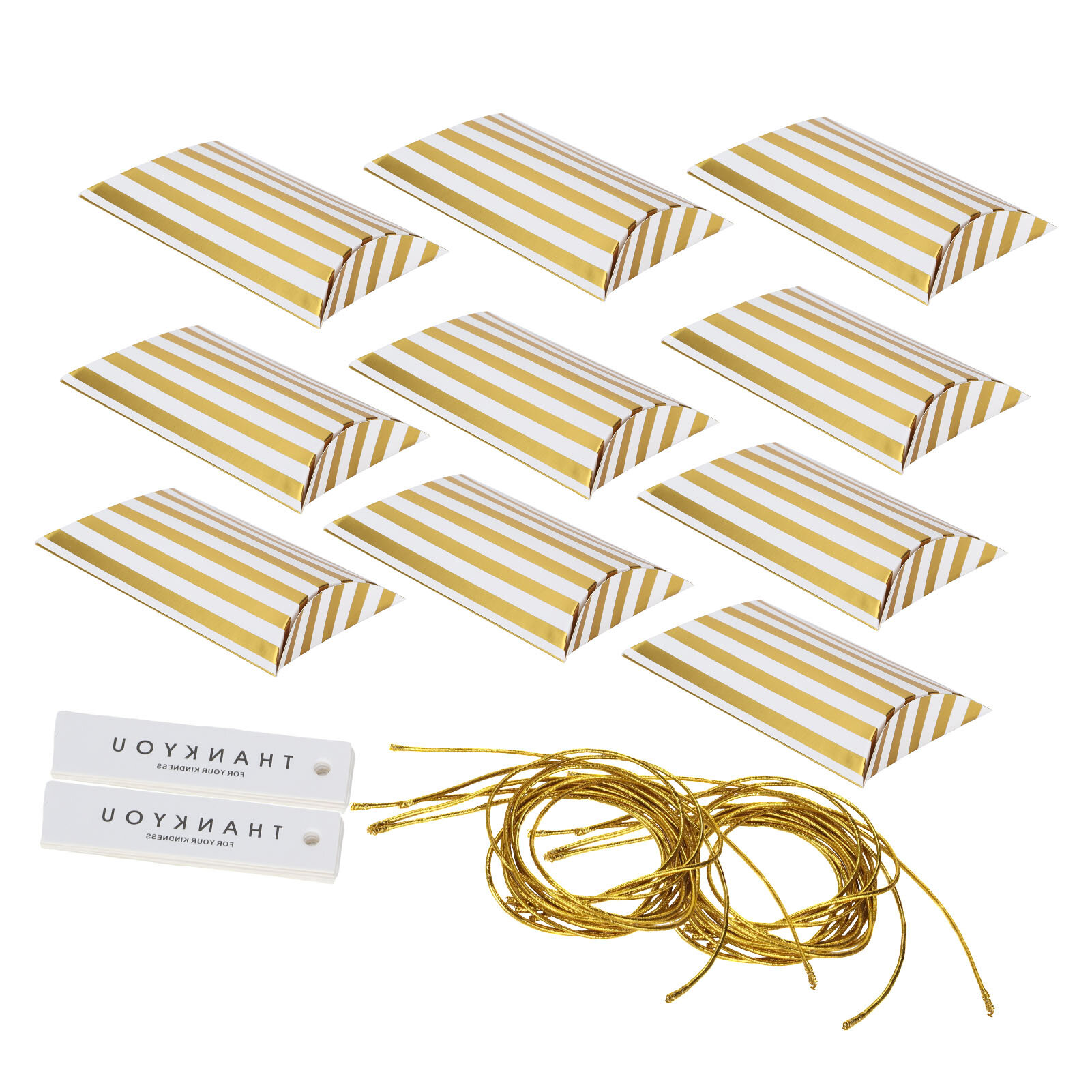 10 шт. упаковочных коробок для самостоятельной сборки, бумажные контейнеры для конфет, печенья и небольших подарков на свадьбы, дни рождения, вечеринки, золотистая полоска