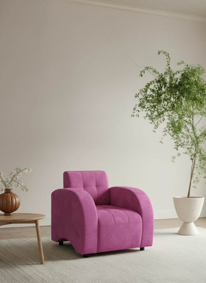 Кресло Вега с подлокотниками розовый велюр в офис, дом, салон красоты, прихожую, гостиную, зону ожидания.