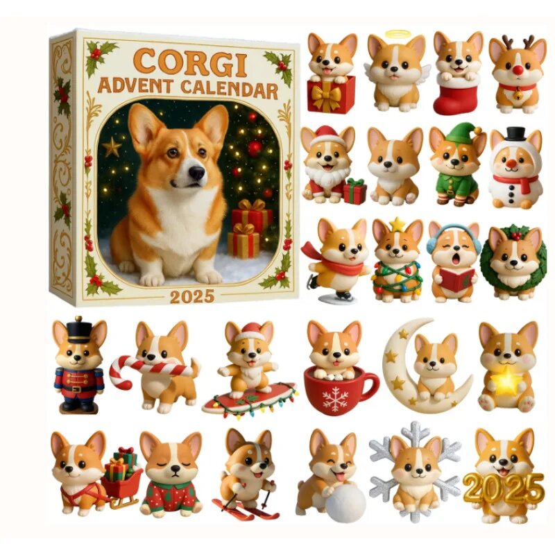 Рождественский адвент-календарь с фигурками корги