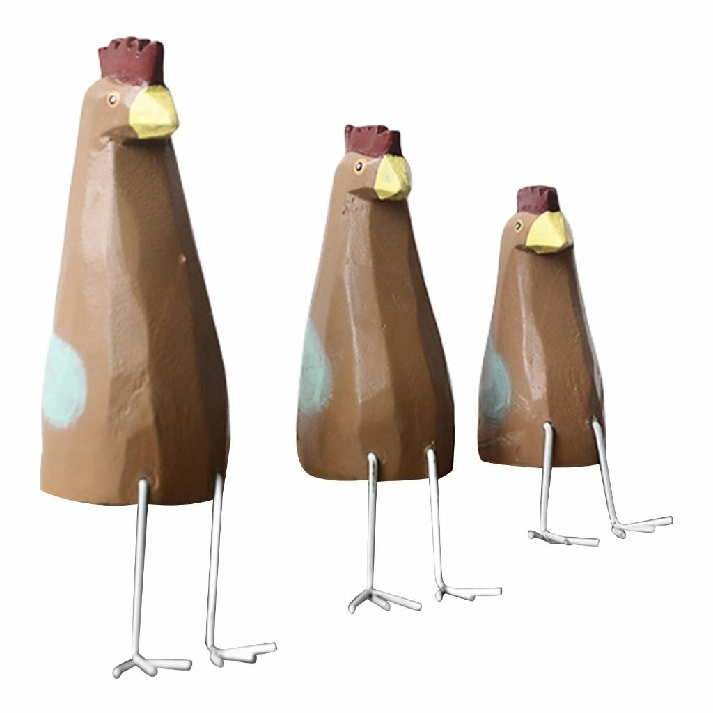 Набор из 3 деревянных фигурок кур для декора кухни и офиса