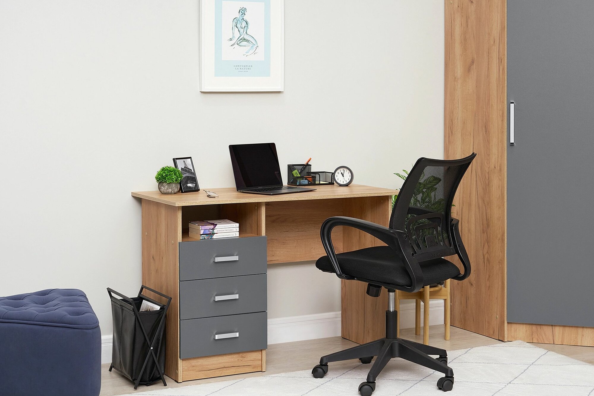 Мартина Стол письменный (Графит, Дуб крафт)