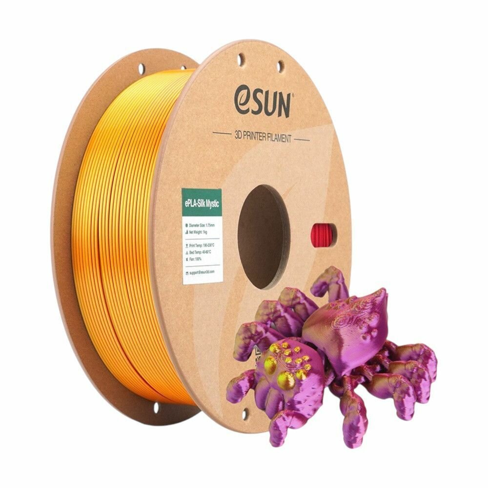 Катушка ePLA-Silk Mystic ESUN, 1.75 мм, 1кг, Red Gold Purple PLA-SKMC175S-RJZ1P1