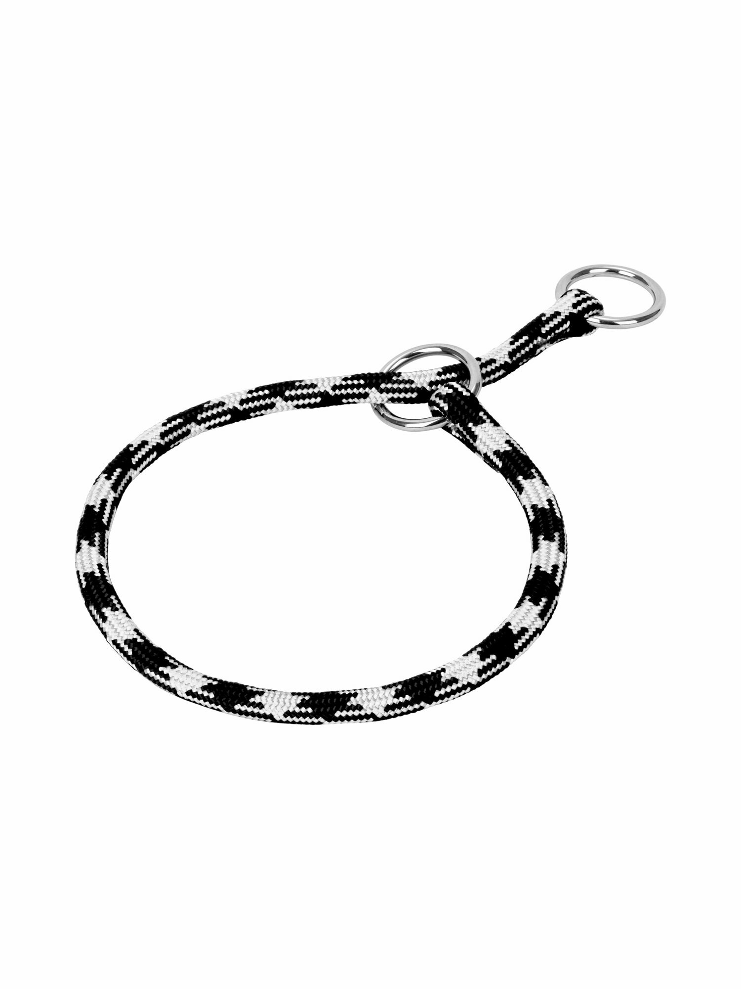 Ошейник-удавка для собак ZooOne с 2-я кольцами круглый "Арлекин", ширина 8 мм, длина 45 см, чёрно-белый, 76-2150