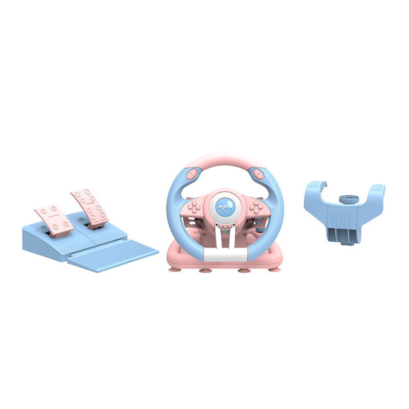 Гоночный руль мультплатформенный PXN V3pro Thunderbolt 2, water pink blue, с педалями