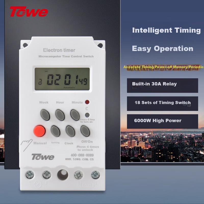 TOWE Industrial Timer Switch/Microcomputer Time Control Switch 6000W High Power 20A Timer Controller TW-ED32J