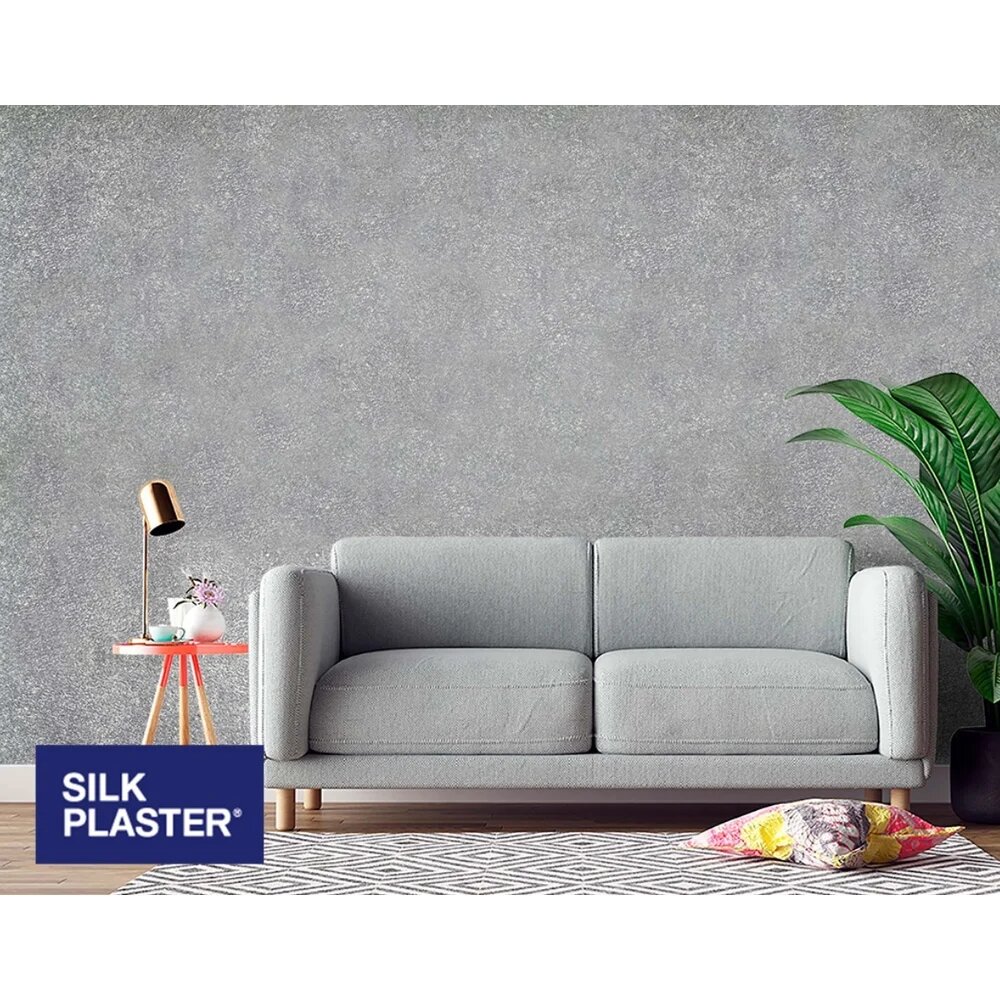 Жидкие обои Absolute Серый Silkplaster A252, для гостиной и кухни, шелковое основание, высокая адгезия — фото 1