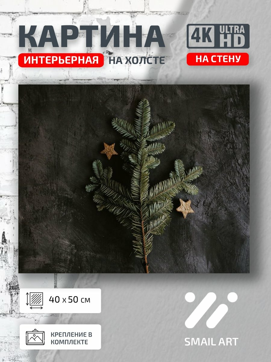 Картина на холсте интерьерная 40 на 50 на стену Хвоя Mood для студии атмосфера интерьер