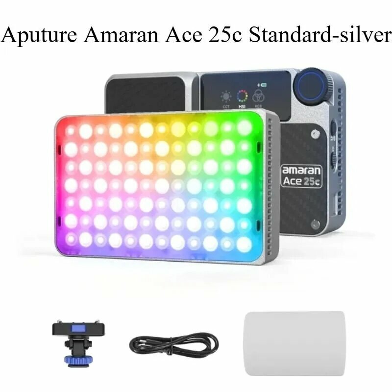 Aputure Amaran Ace 25c Standard silver Карманный светодиодный светильник RGB Полноцветный мини-видеосигнал 2300K-10000K