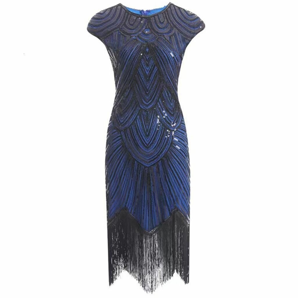 Платье-флаппер с бахромой и пайетками 1920-х для женщин