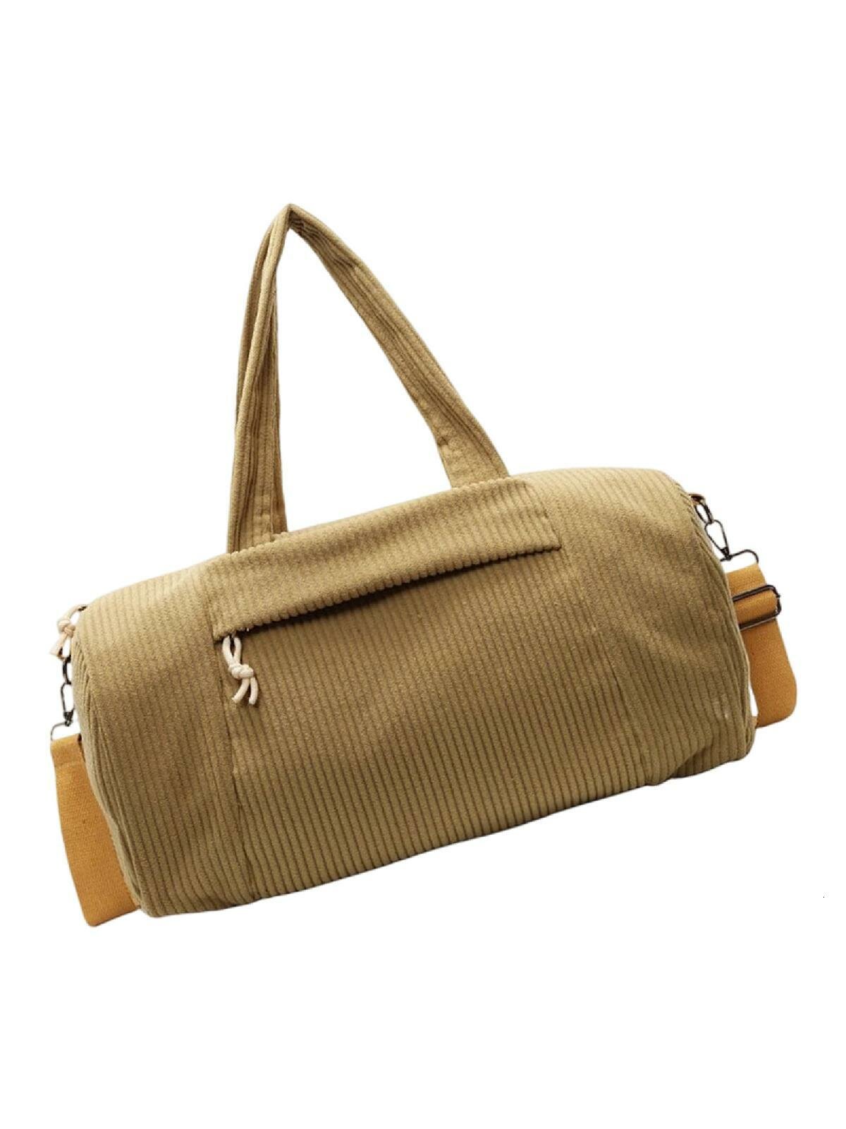 Стильная однотонная вельветовая спортивная сумка, вместительная и удобная для поездок на работу