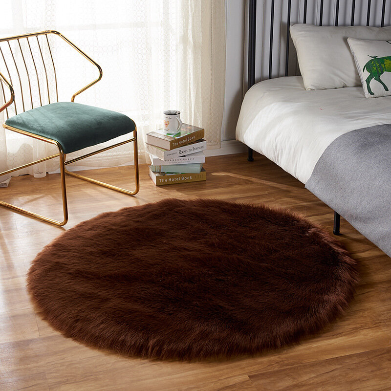 Ворсистый коврик, темно-коричневый, 80х80см, противоскользящий, для спальни, гостиной