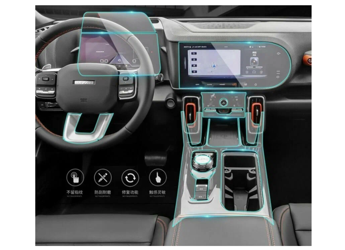 Комплект защитных пленок на элементы салона Haval Dargo / Хавал Дарго 2022-2025 г. в TPU