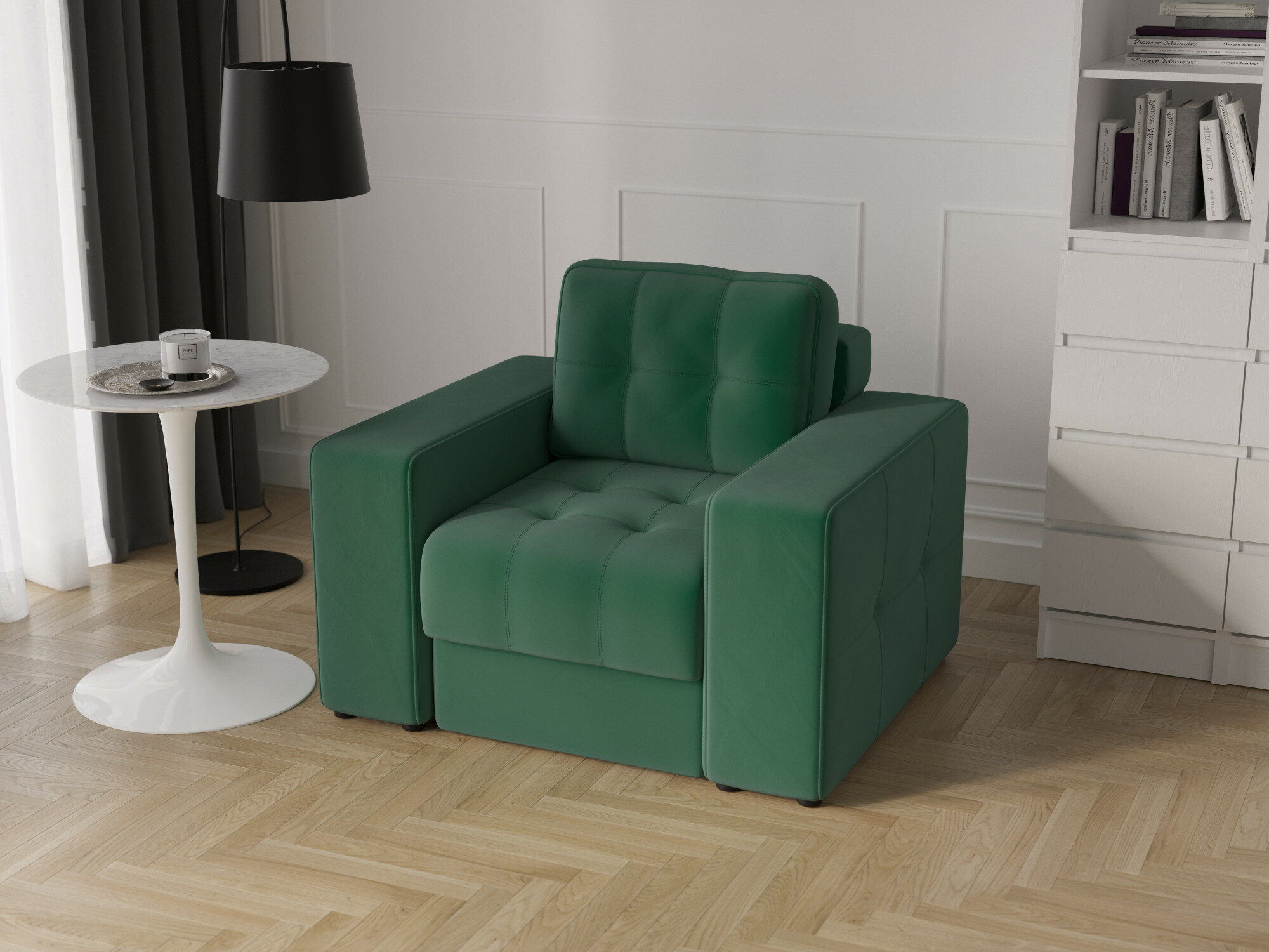 Кресло нераскладное, подлокотники 265мм, Изумруд (опоры 25мм)