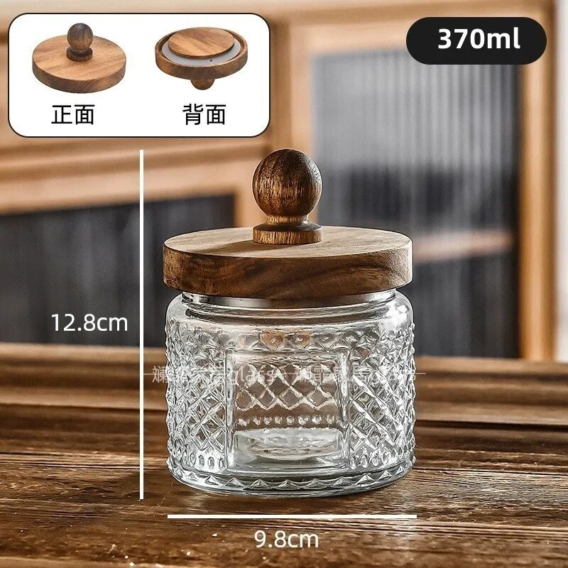Винтажная стеклянная банка с деревянной крышкой Коричневый, 370ml