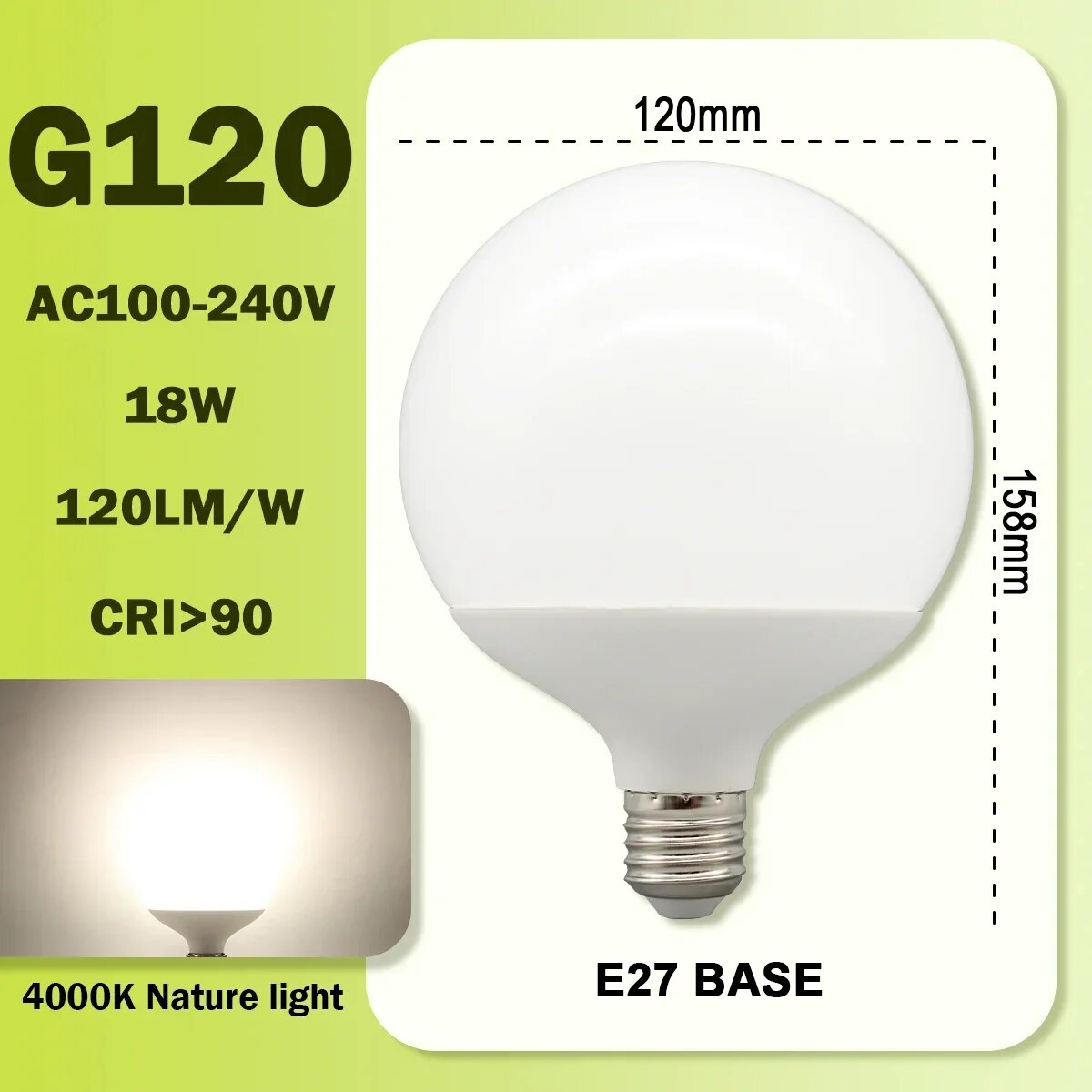 Светодиодная лампа Gatetop E27 10-18 Вт CRI90 18W 4000K