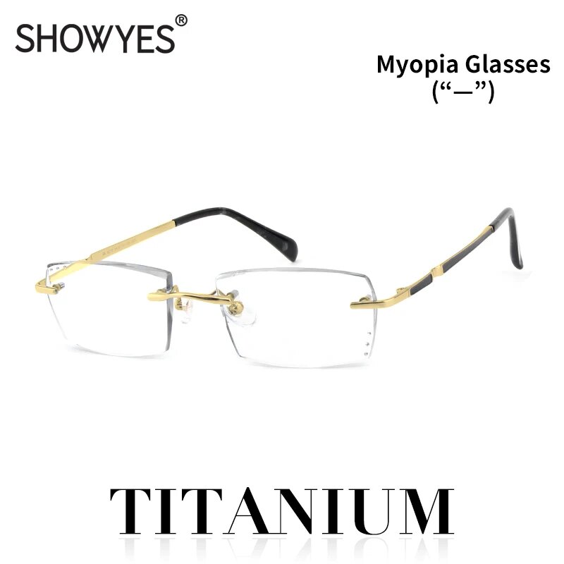 Мужские безрамочные очки SHOWYES с голубым фильтром для компьютера Gold-Colorless, Custom Glasses