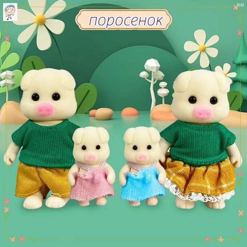 Набор фигурок животных Wimi, игровой набор кроликов для кукольного домика