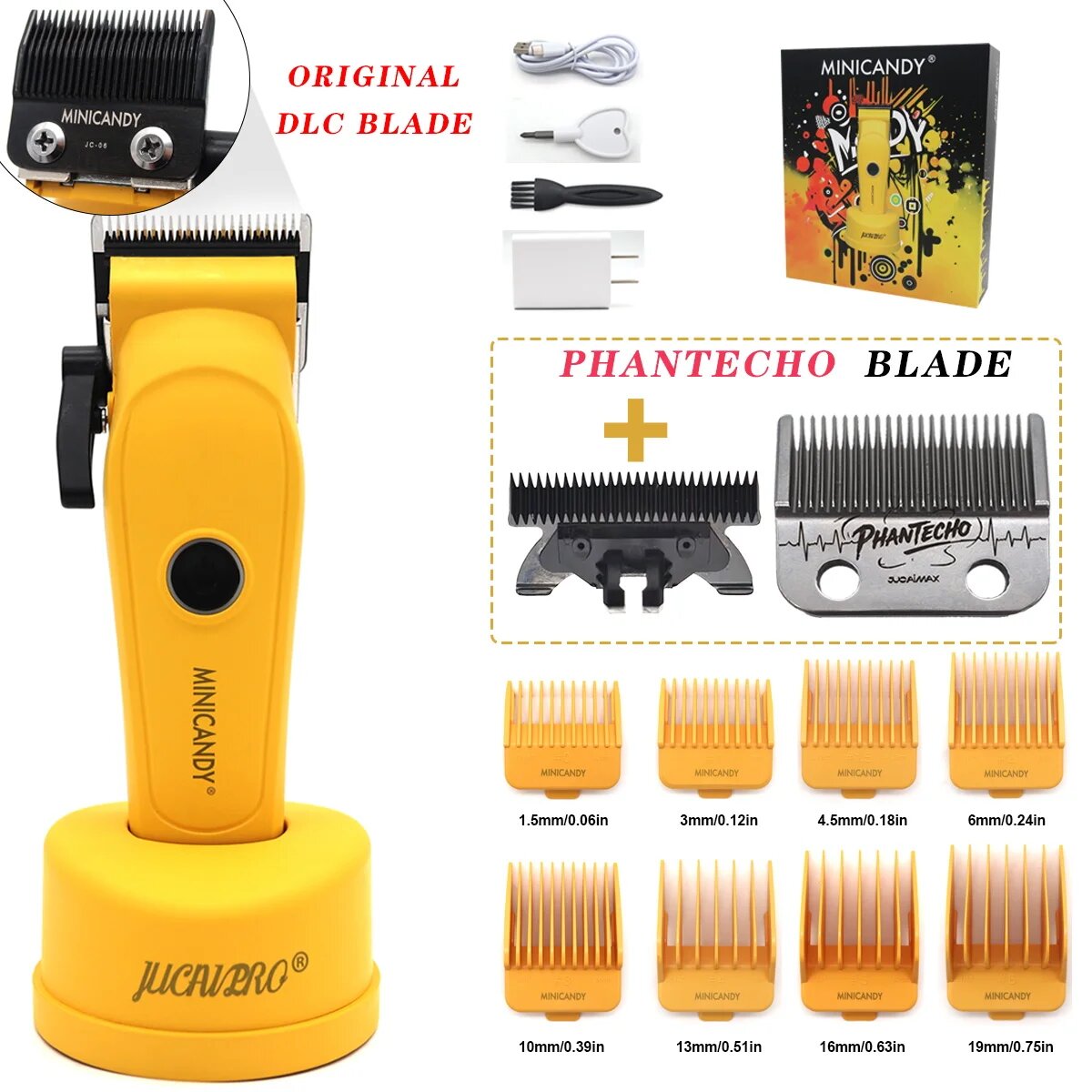 JUCAI JC-06 машинка для стрижки волос Yellow-PT Blade Box