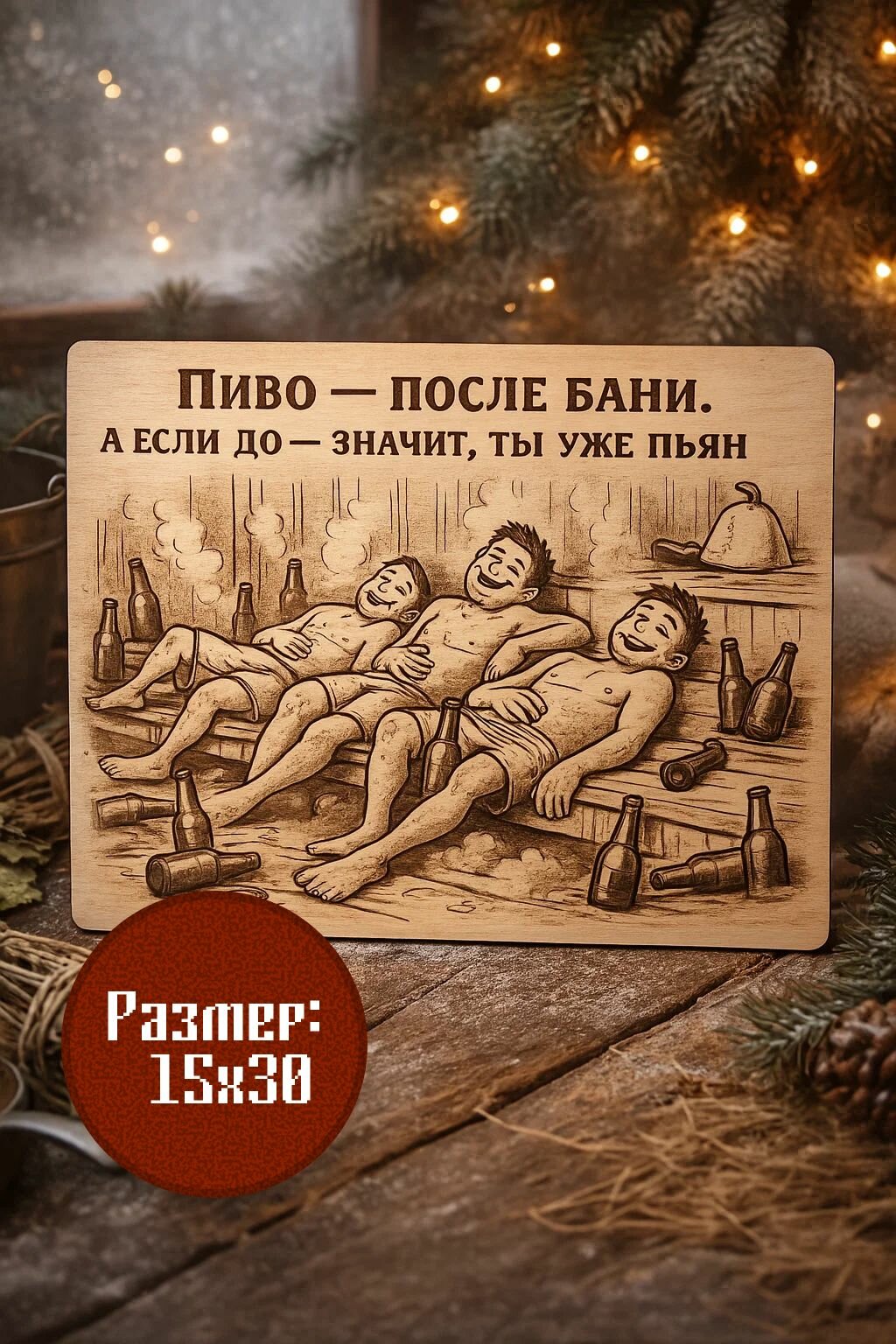 Табличка для бани из дерева, прикольный подарок