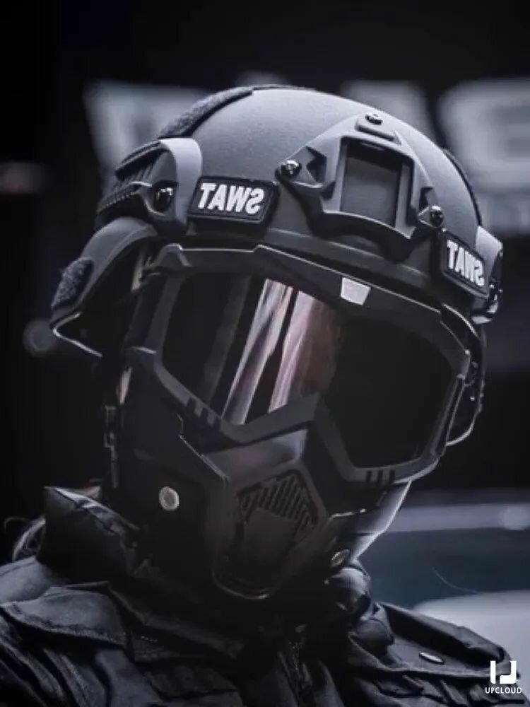 Игрушечная броня /Детский открытый тактический боевой шлем /UPCLOUD+ черный + четырехтрубный прибор ночного видения