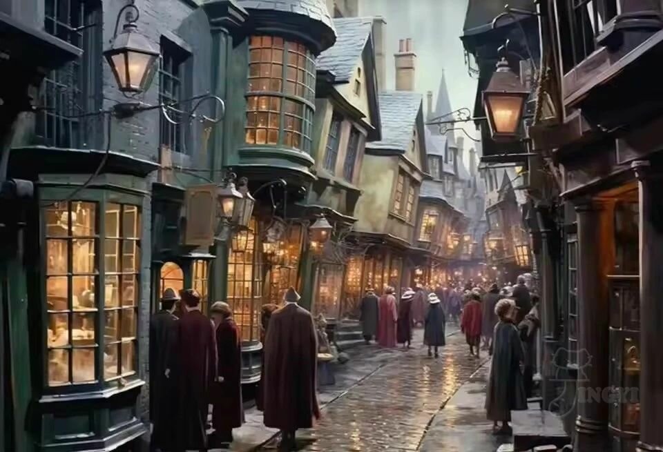 Алмазная картина "Замок Хогвартс из Гарри Поттера" алмазная огранка 40х50 см,40X50CM, белый