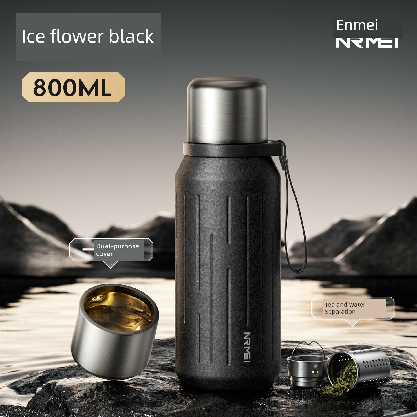 Титановый термос для мужчин, высококачественный, большой емкости, с разделением на чай и воду, чайник из нержавеющей