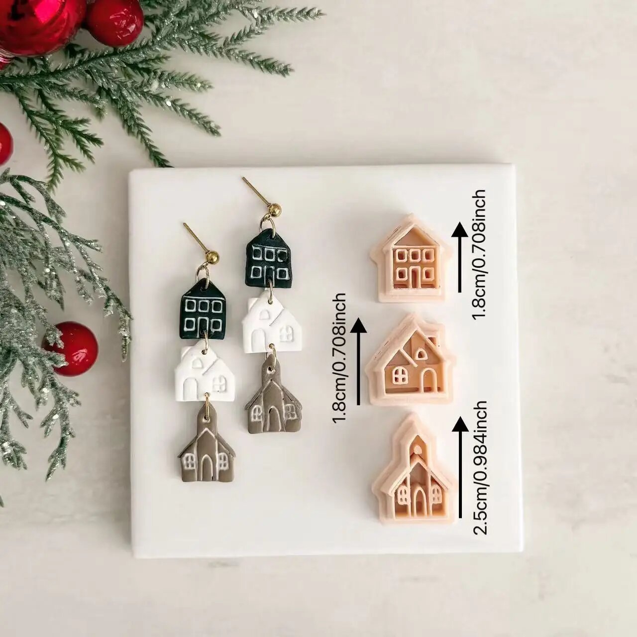 Фрезы для рождественской елки из полимерной глины | Рождественский резак для глины | Резак для зимней глины | Резак для полимерной глины для изготовления сережек | Хо