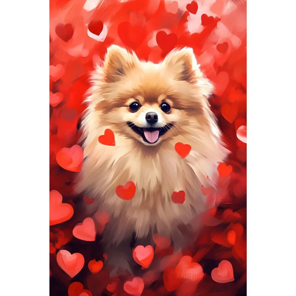 Алмазная Картина "Шпиц" 40х50 См Алмазная Вышивка / Картина Стразами Подарков