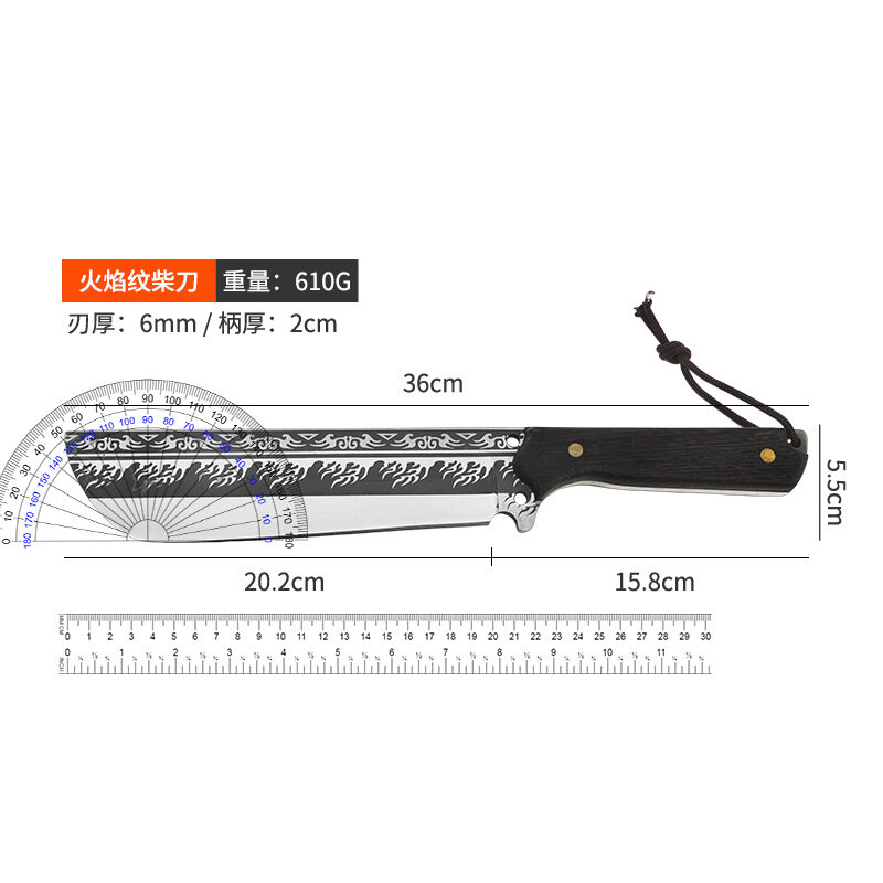 Горячая продажа SG, нож для рубки с пламенным узором, кованый нож для рубки дерева, нож для рубки деревьев, сельскохозяйственный многофункциональный большой нож, инструмент для нарезки древесины на открытом воздухе