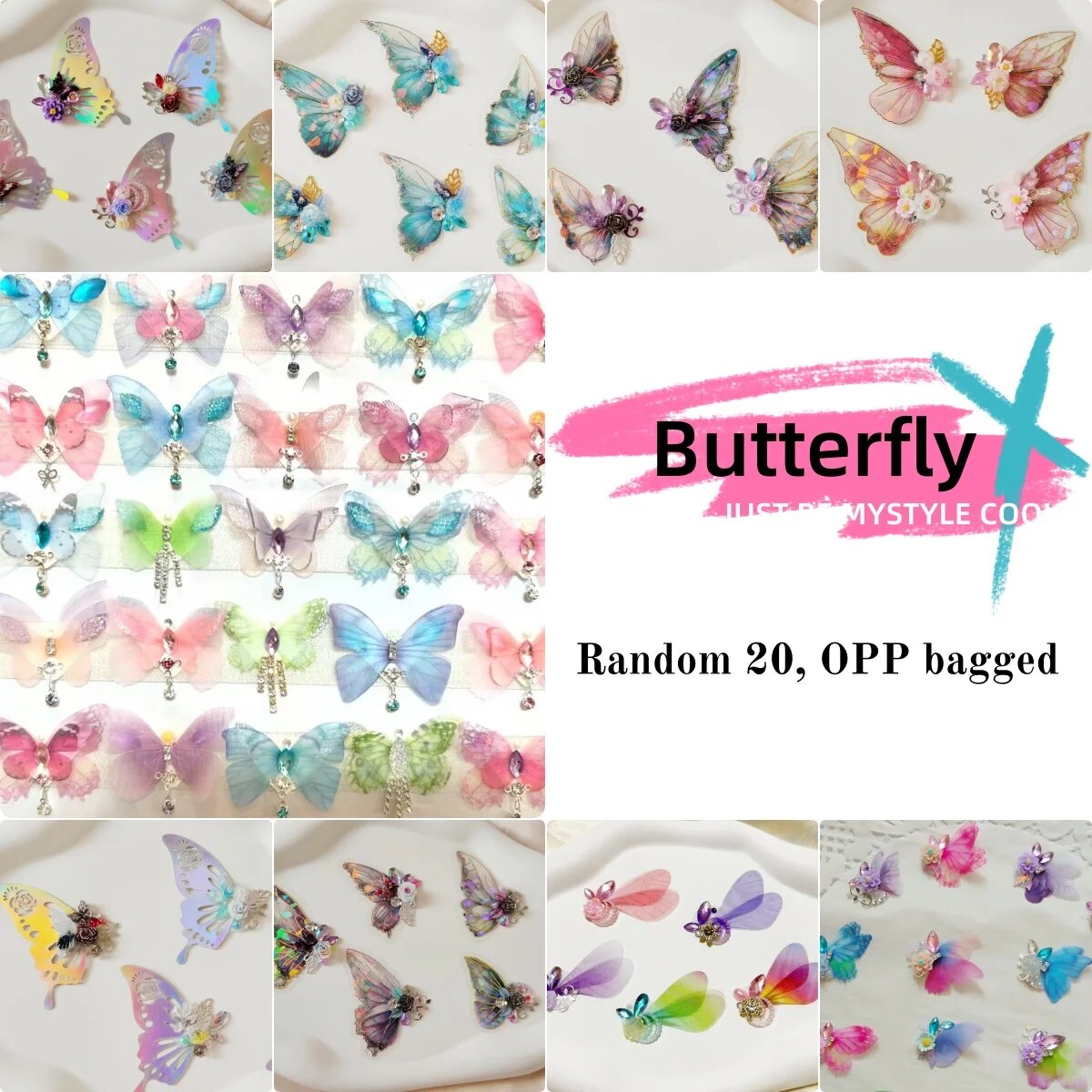 Стразы для лица Butterfly, 20шт