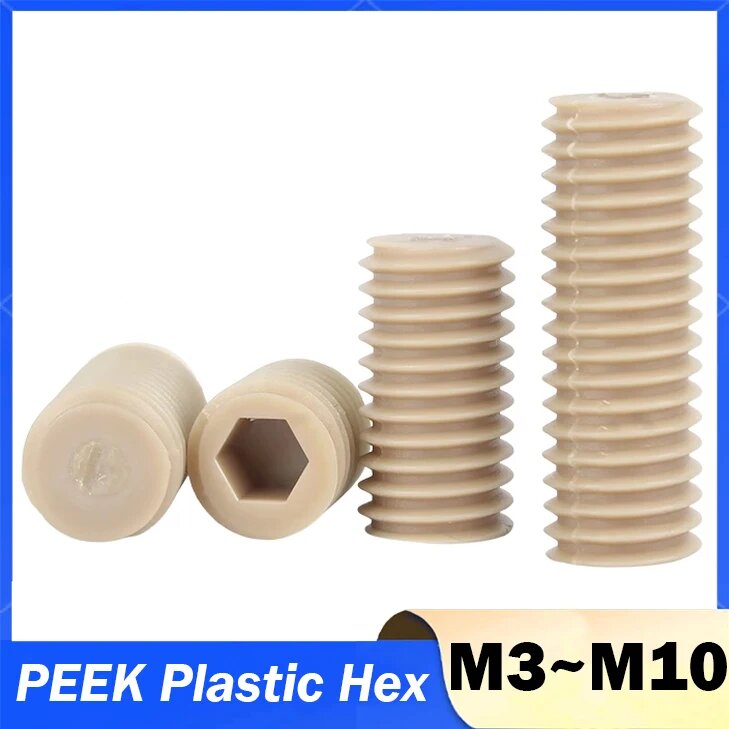 PEEK пластиковые винты с шестигранной головкой M3 M4 M5 M6 M8 M10 M3-2Pcs, 3mm