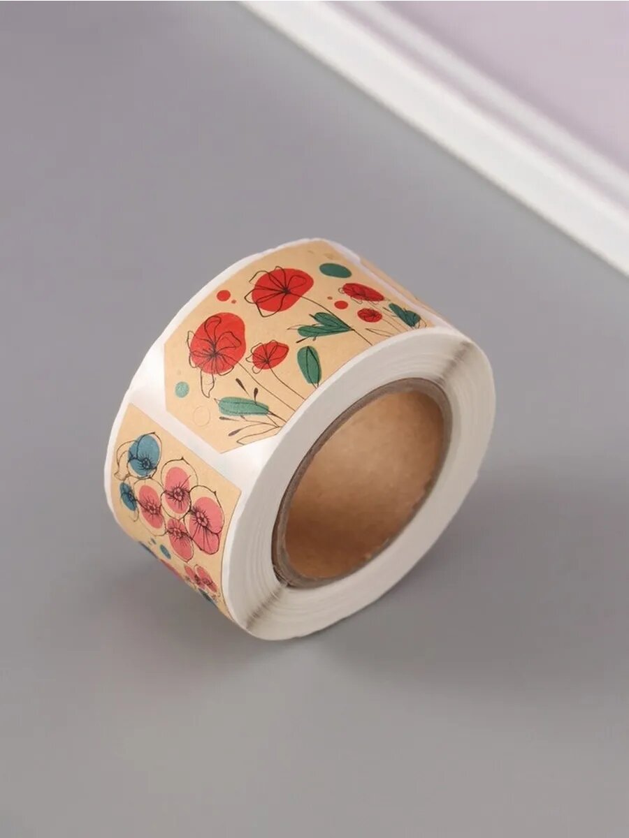 Крафтовые бирки с цветами — 200 шт.