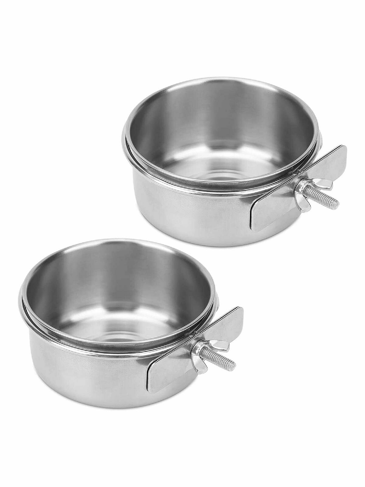 Миска для птиц из нержавеющей стали Чашки для кормления птиц с зажимом Миска для воды для птиц