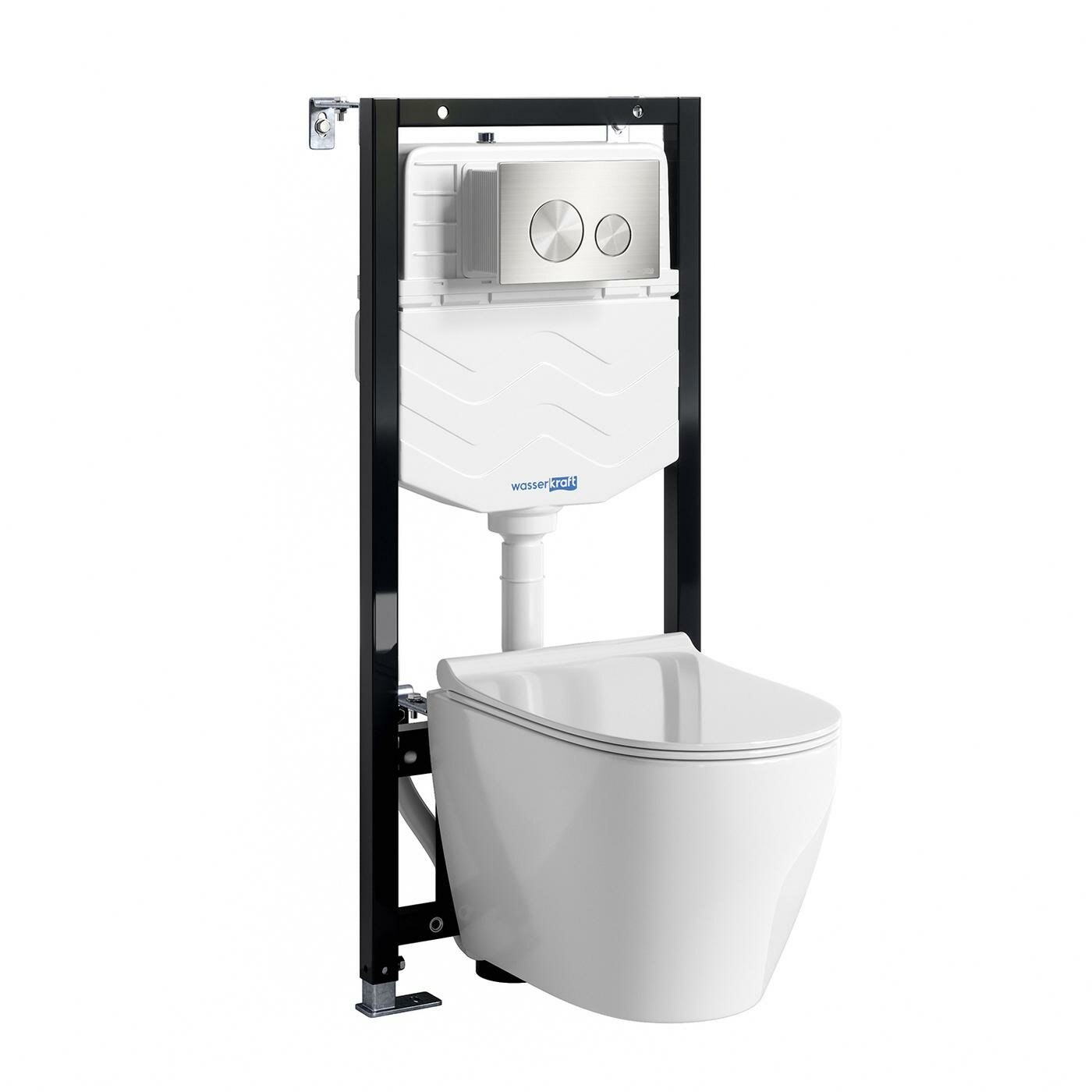 Инсталляция с унитазом комплект WasserKRAFT Aller 10TLT.010. ME. BN02. H002 белый глянцевый, с кнопкой смыва никель