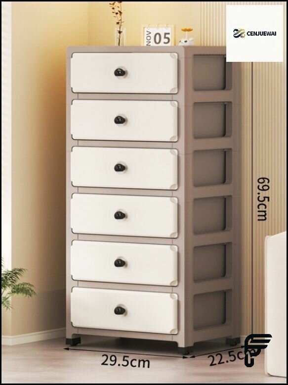 Эксклюзивный комод в скандинавском стиле с шестью ящиками и органайзерами, габариты 70 на 35 на 28 см