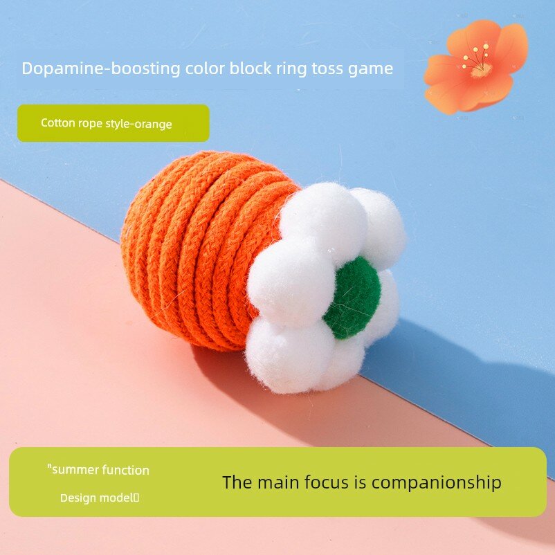 Кошачья игрушка-колокольчик с оранжевой цветочной принтовкой для автономного развлечения и игр