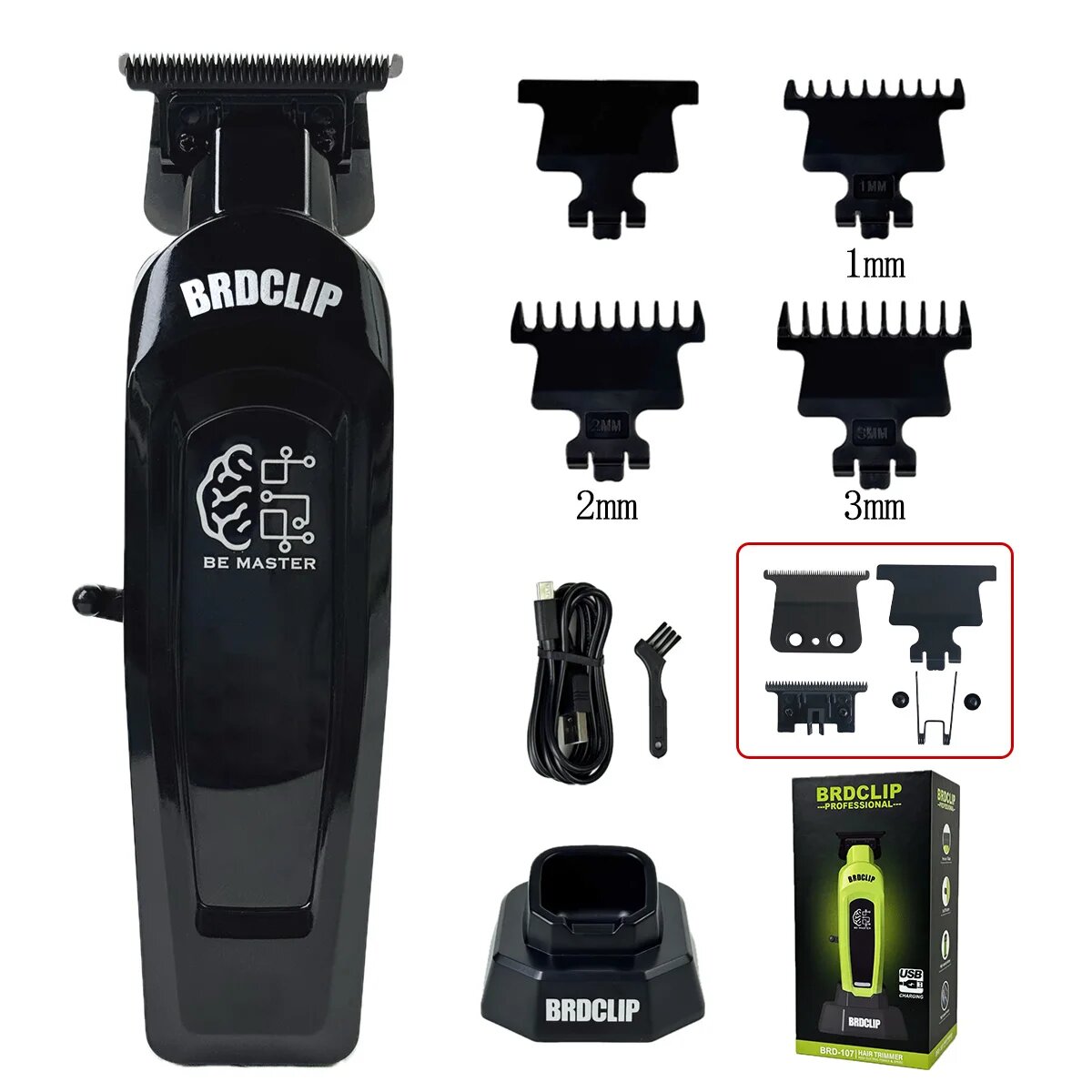 BRDCLIP BRD-106 Триммер для волос, черный, BK107 original Blade