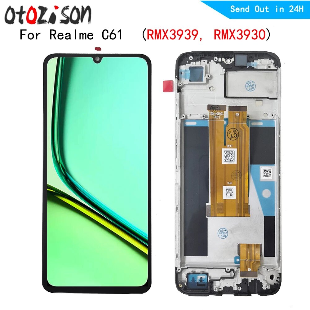 Для Realme C61 4G ЖК-экран для Oppo Realme C61 4G RMX3939 RMX3930 ЖК-экран With Black Frame