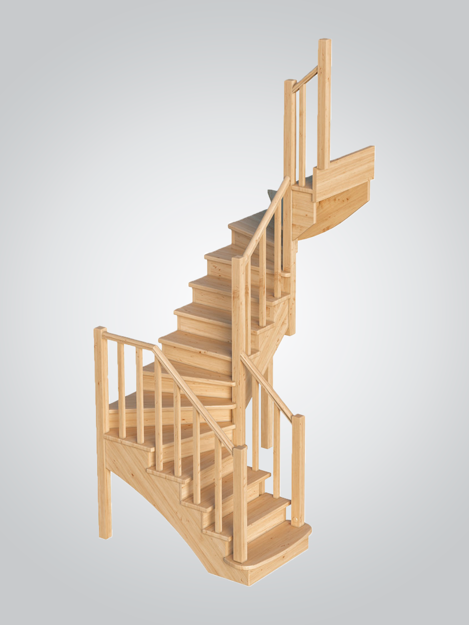 Лестница на второй этаж К-009м/2 Правая с подступенками