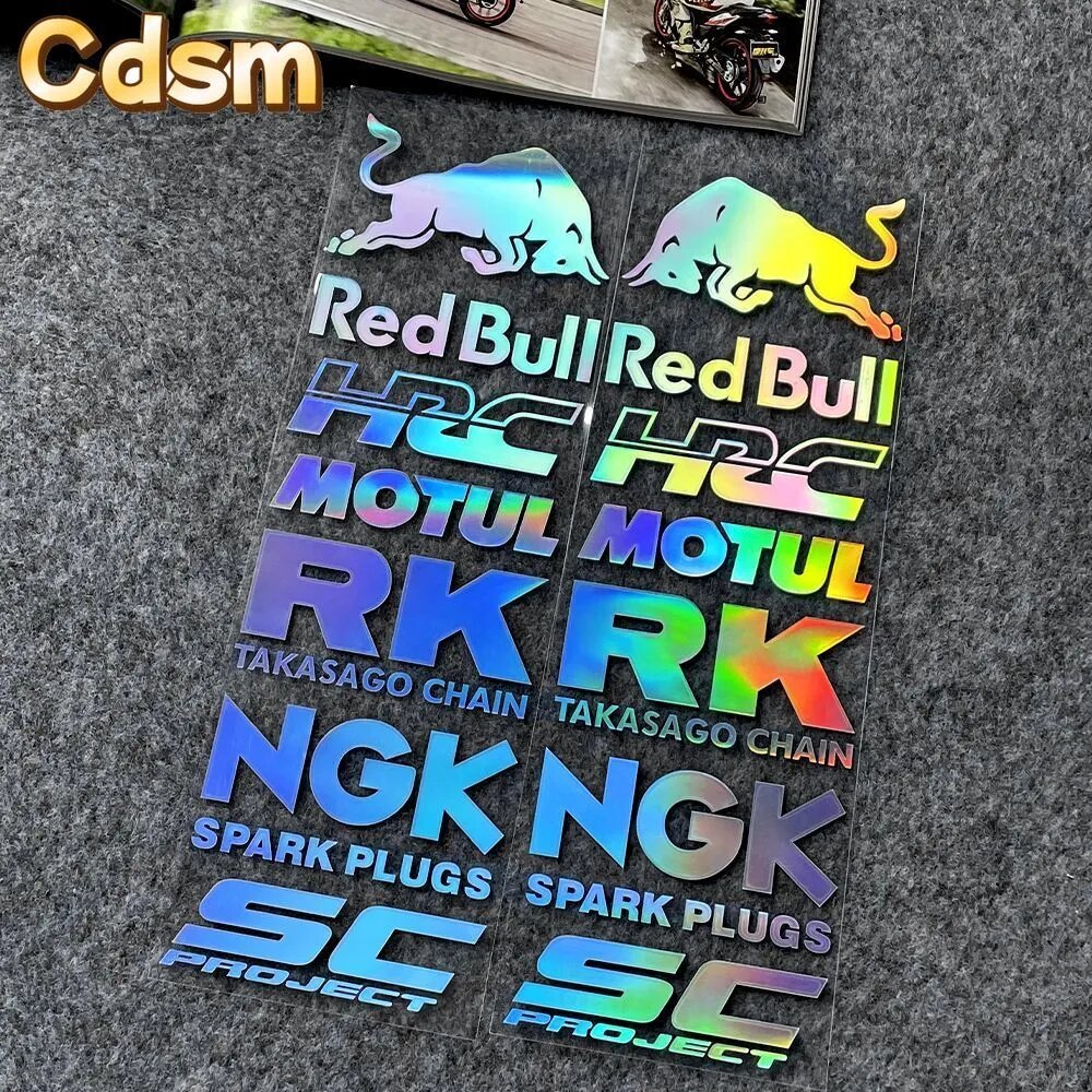 Светоотражающие наклейки на боковую защиту мотоцикла Red Bull, HRC MOTUL RKGK SC, наклейки на крыло, защита от царапин, две части, 27 см x 9 см