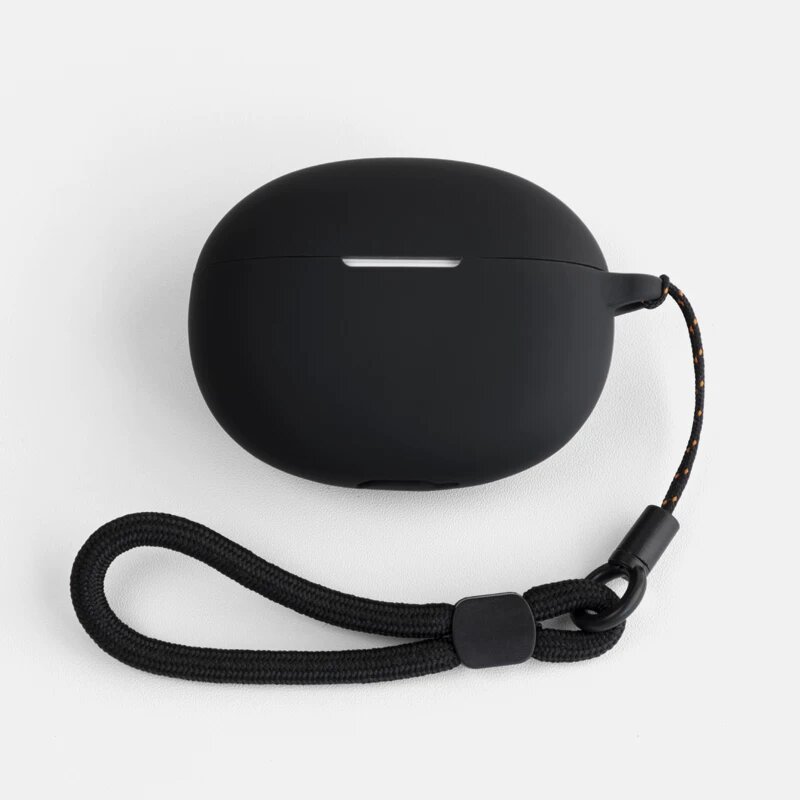 Прочный мягкий силиконовый защитный чехол для наушников Honor Earbuds X5, черный с регулируемым шнуром для надежной