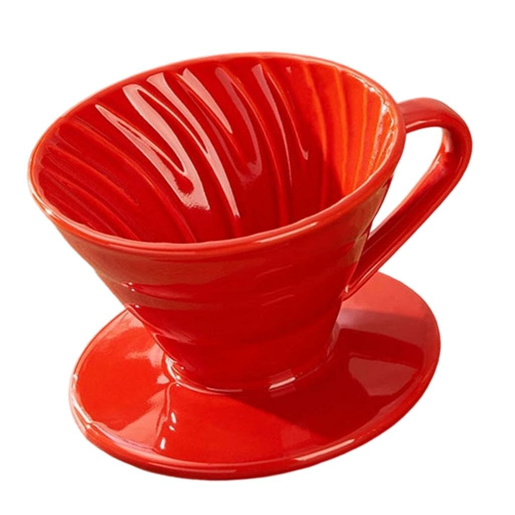 Керамический капельный кофейник для точного заваривания, красный - S