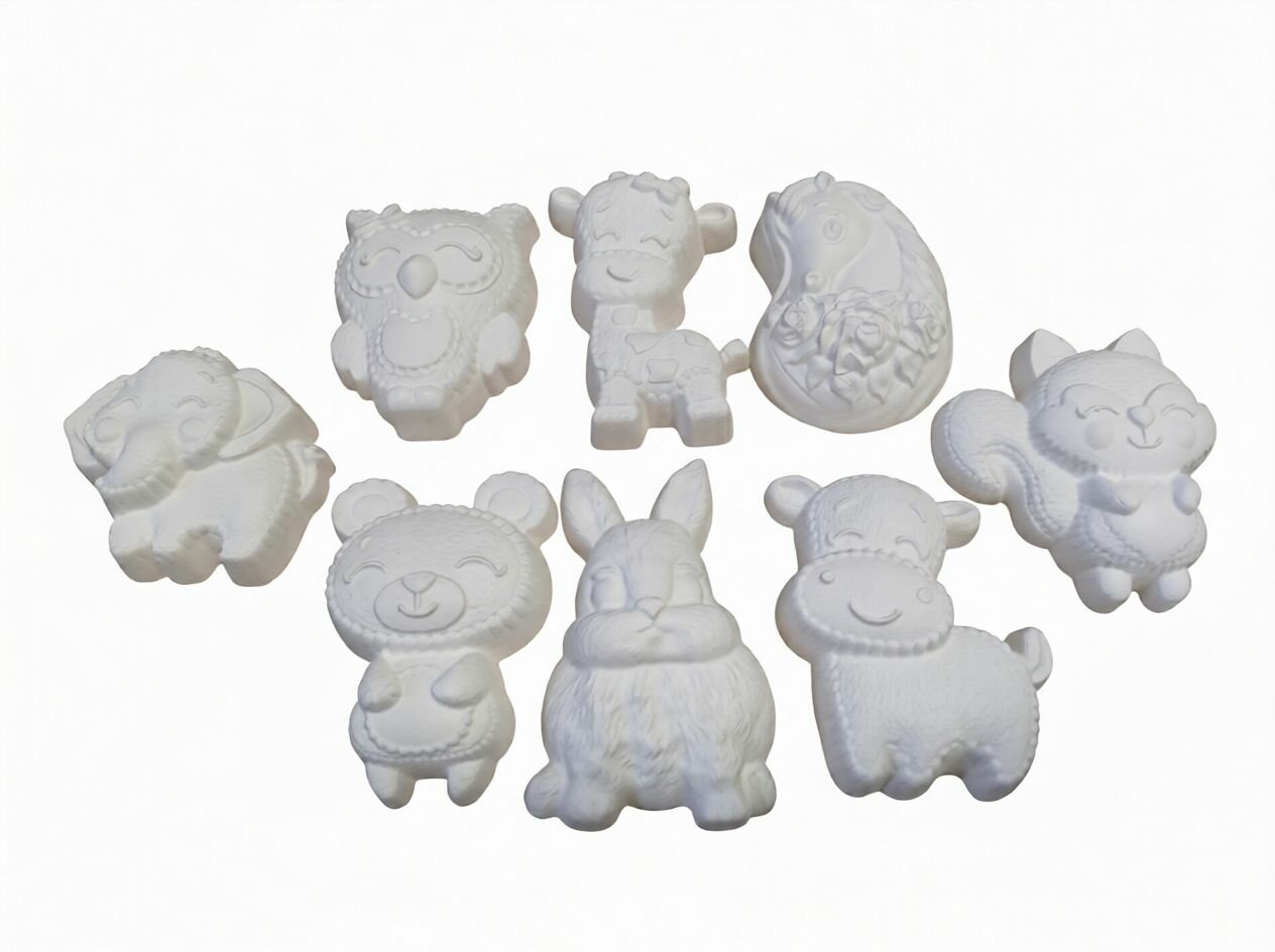 Набор 8 шт Фигурки барельеф-заготовка для творчества