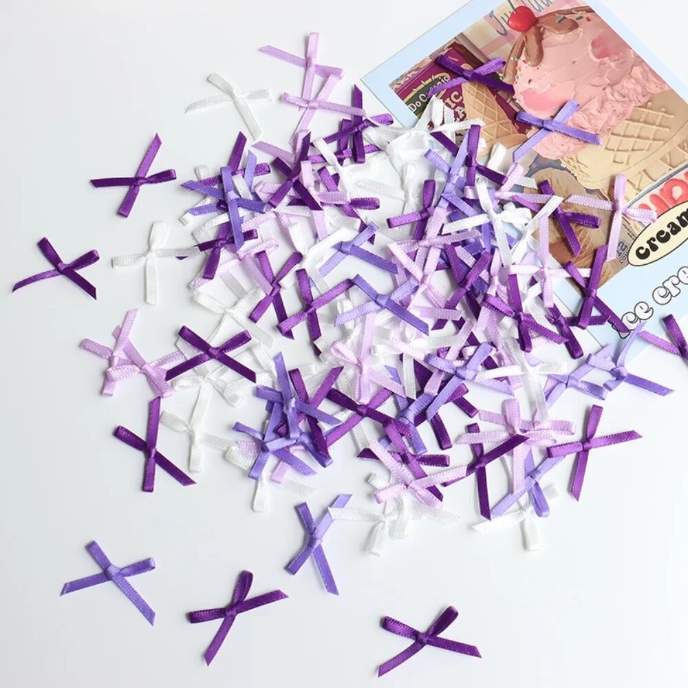 100 атласных ленточных бантиков 2х3 см Сиреневый, Mixed Color 8